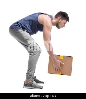 Incorrect Box Lifting Posture. Heavy Weight Lift Incorrect Box Lifting ...