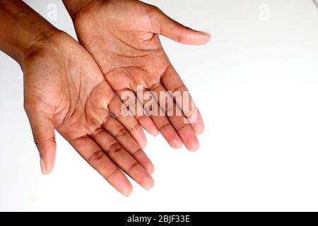 Isolated open hands begging or showing and object Stock Photo - Alamy