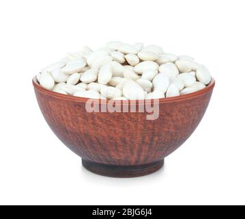 Bowl with butter beans on white background Stock Photo - Alamy