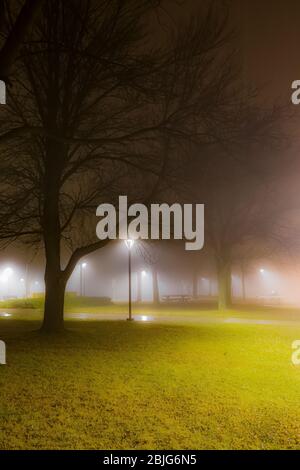 Blue Earth Rest Area Eastbound along Interstate 90 on a foggy and ...