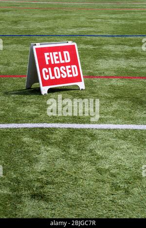 Field closed sign, athletic field closed due to flooding Stock Photo ...