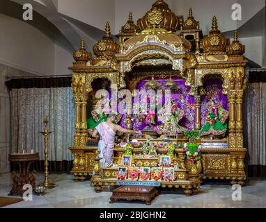 Delhi / India - October 2, 2019: Radha Parthasarathi shrine at ISKCON ...