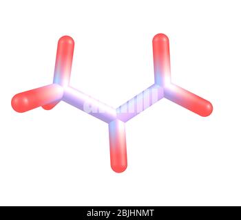 Propene (propylene) molecule. Polypropylene (PP, polyprene) building ...