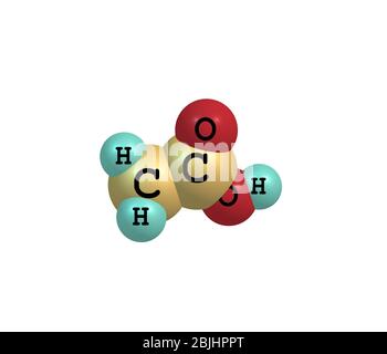 Acetic acid, ethanoic acid, CH3COOH molecule. Molecular model. 3D ...