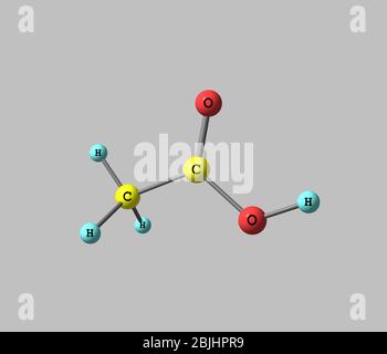 Acetic acid, ethanoic acid, CH3COOH molecule. Molecular model. 3D ...