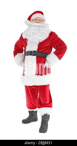 Authentic Santa Claus standing on white background Stock Photo - Alamy