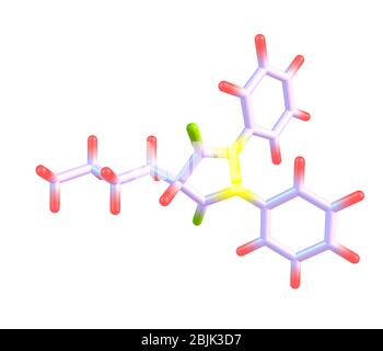 Phenylbutazone anti-inflammatory drug. Molecular model showing the ...