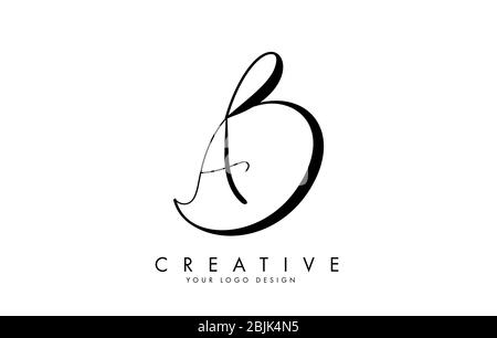 AB Handwritten Letters Logo Design with Circular Letter Pattern ...