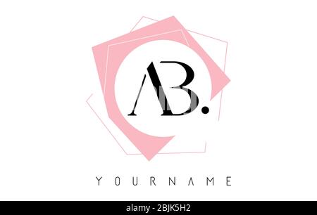 AB A B Letter Logo with Pink Letters and Purple Color Particles Dots ...