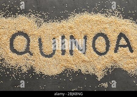 Word QUINOA written on scattered seeds Stock Photo - Alamy