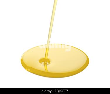 Spilling cooking oil on white background Stock Photo - Alamy