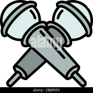 Crossed microphone icon. Outline crossed microphone vector icon for web ...