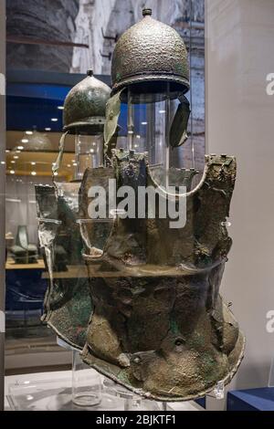 Carthage helmet and body armour, bronze ferro and silver, The Coliseum ...