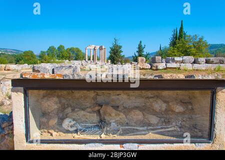 Pillars and columns at excavation area in in Mitropoli in Crete Stock ...