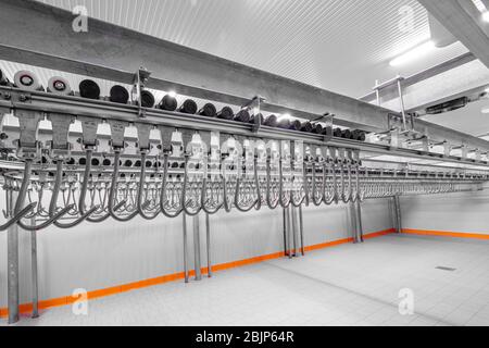 Industrial loading dock area inside cold storage warehouse ...