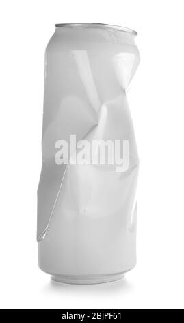 crumpled empty can isolated on white Stock Photo - Alamy