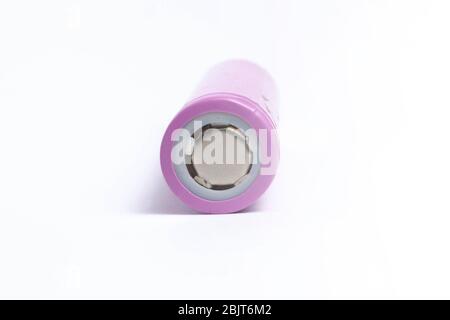 Pink 18650 battery on isolate white background Stock Photo - Alamy