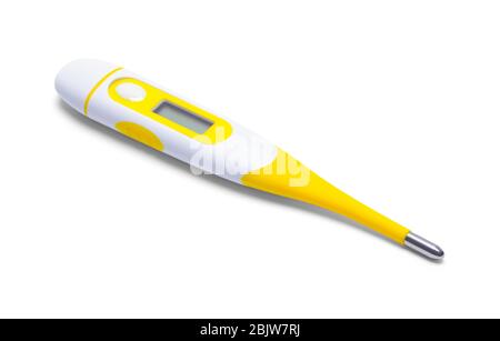 Digital thermometer on white background Stock Photo - Alamy