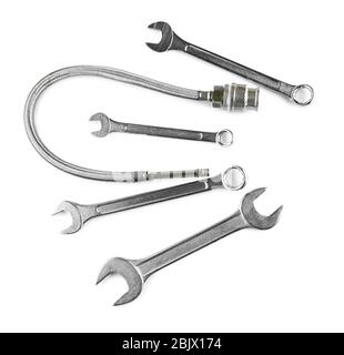 Plumber's items on white background Stock Photo - Alamy