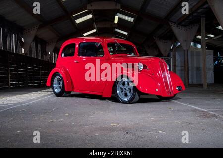 Red Ford Pop classic British hot rod Stock Photo - Alamy