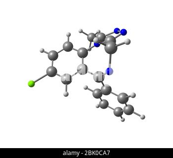 Alprazolam, molecule. It is benzodiazepine, short-acting tranquilizer ...