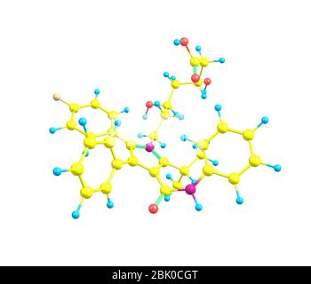 Atorvastatin, statin molecule. It is used for lowering blood ...