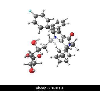 Atorvastatin, statin molecule. It is used for lowering blood ...
