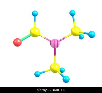 Dimethylformamide (DMF) chemical solvent molecule. Stylized skeletal ...