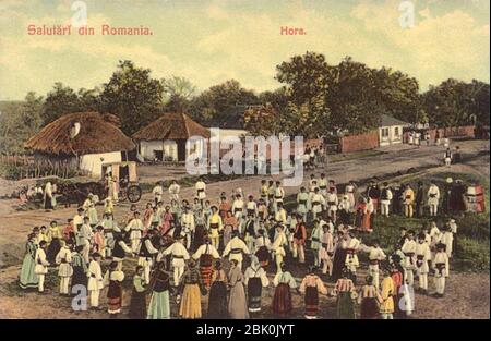 Hora in Romania postcard 2 Stock Photo - Alamy