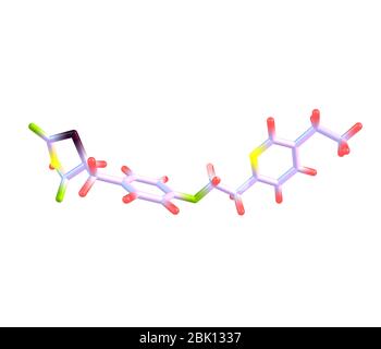 Pioglitazone diabetes drug molecule. White skeletal formula on dark ...