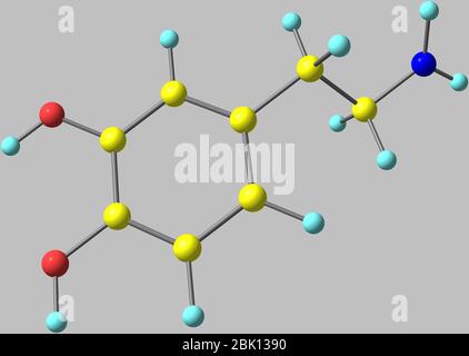 Three-dimensional molecular model of Dopamine - 3d render - Dopamin ...