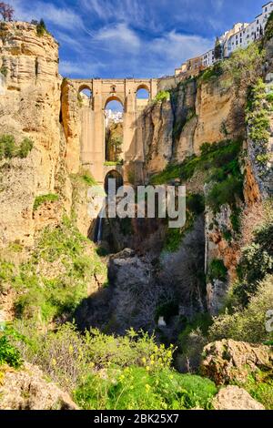 The Roman Bridge in Ronda, Andalusia, Spain. It is the oldest of the ...