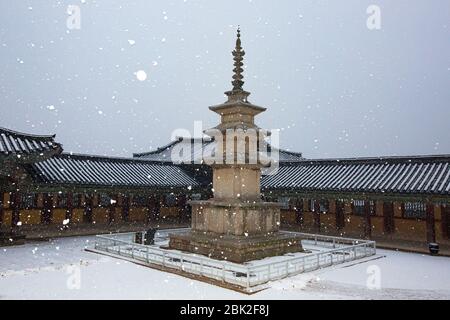 Famous Seokgatap pagoda at Bulguksa buddhist temple, made of stone ...