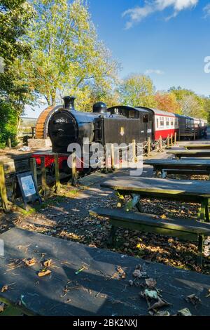 Wensleydale heritage railway station and engine, Hawes village ...
