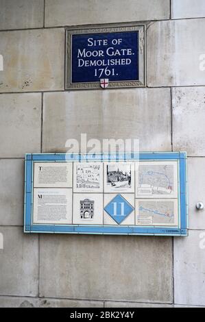 Moor Gate Plaque, 72 Moorgate, EC2, London Stock Photo - Alamy