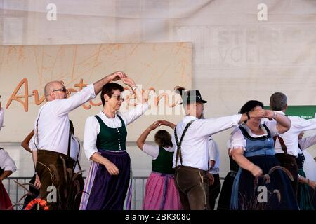 Woman in traditional costume, Styria, postage stamp, Austria Stock ...