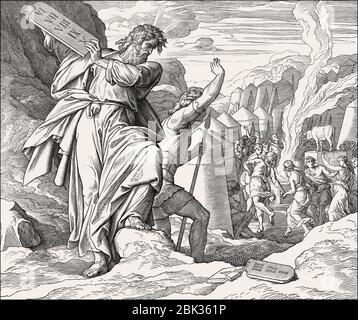 Biblical scene, The Golden Calf (Exodus Stock Photo - Alamy