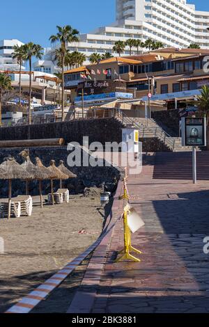 Empty Playa del Bobo beaches in the tourist resort areas of Costa Adeje ...