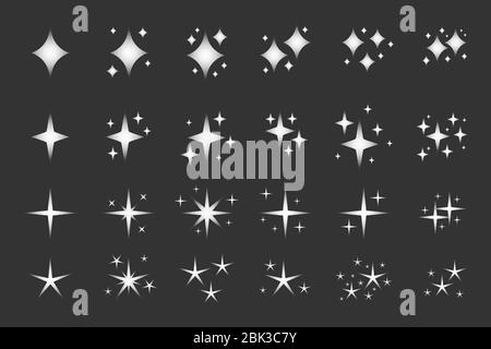 Set of shine icons, Clean star icons. Star icons. Twinkling stars. Sparkles, shining burst ...