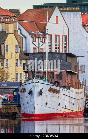 Ocean Mist, floating ship hotel on Water of Leith under conversion, The ...