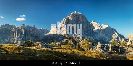 Dolomites. Panorama on the peaks of the Cortina valley. Lagazuoi ...