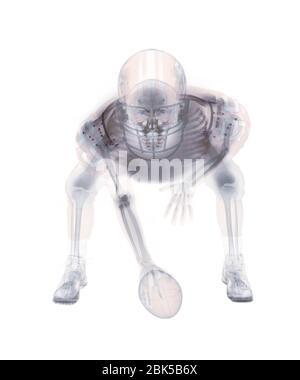 American football player skeleton, coloured X-ray Stock Photo - Alamy