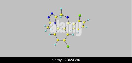 Triazolam insomnia drug (sleeping pill, benzodiazepine class) molecule ...