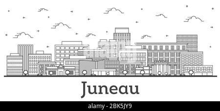 Outline Juneau Alaska City Skyline with Color Buildings Isolated on ...
