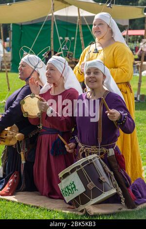 Female band at Häme Medieval Festival in Hämeenlinna Finland Stock ...