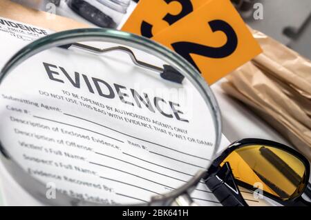 Identification Numbers, various laboratory tests forensic equipment ...