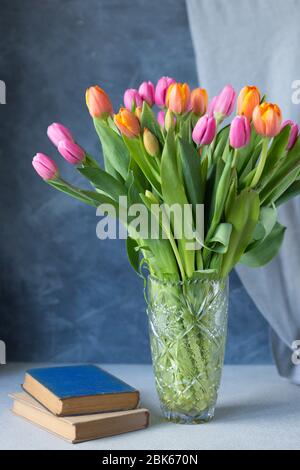 Cozy home composition with books on the table close-up Stock Photo - Alamy