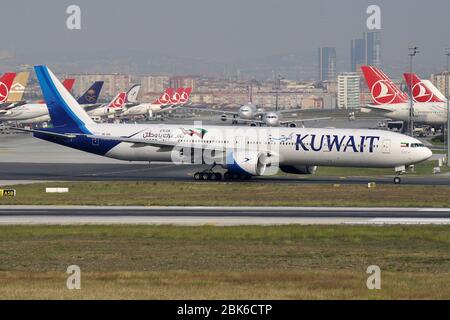 Kuwait Airways Boeing 777-300ER aircraft at Kuwait Airport. Airplane of ...