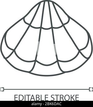 Pixel icon. Closed sea shell. Scallop, edible shellfish and seafood ...