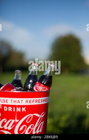 Atlanta USA May 1 2020 branded Coke bucket full of Coca Cola bottles ...